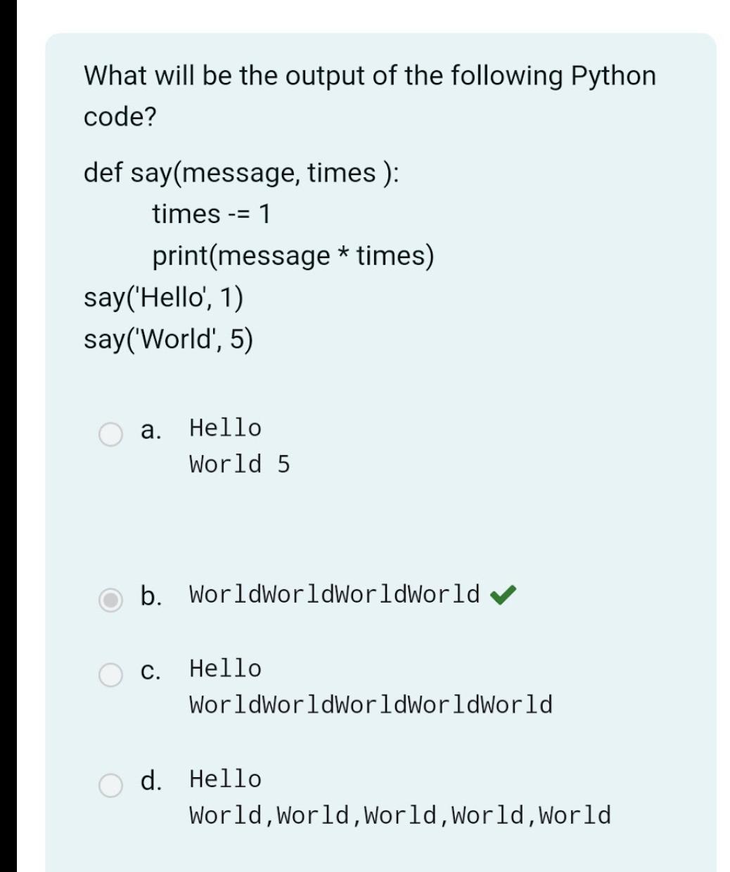 Solved What will be the output of the following Python | Chegg.com