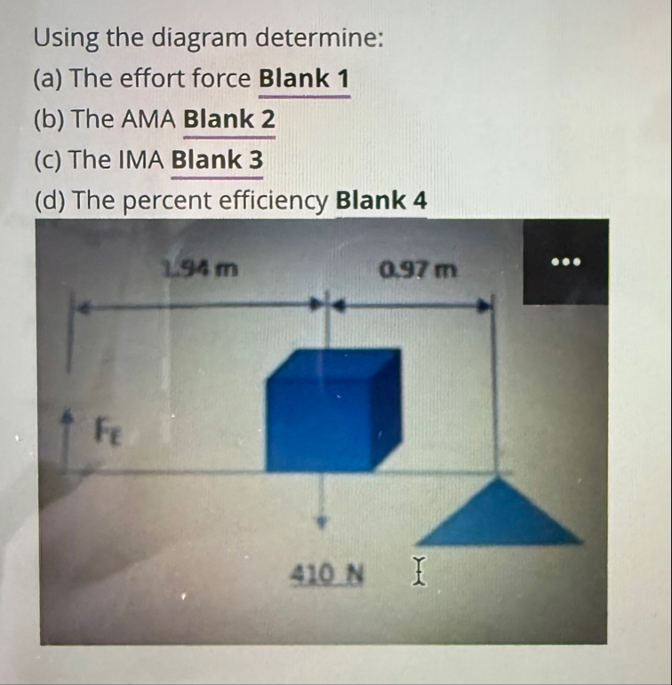 Solved Using the diagram determine:(a) ﻿The effort force | Chegg.com