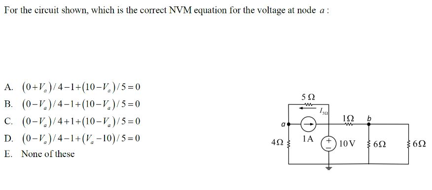 Solved For the circuit shown, which is the correct NVM | Chegg.com