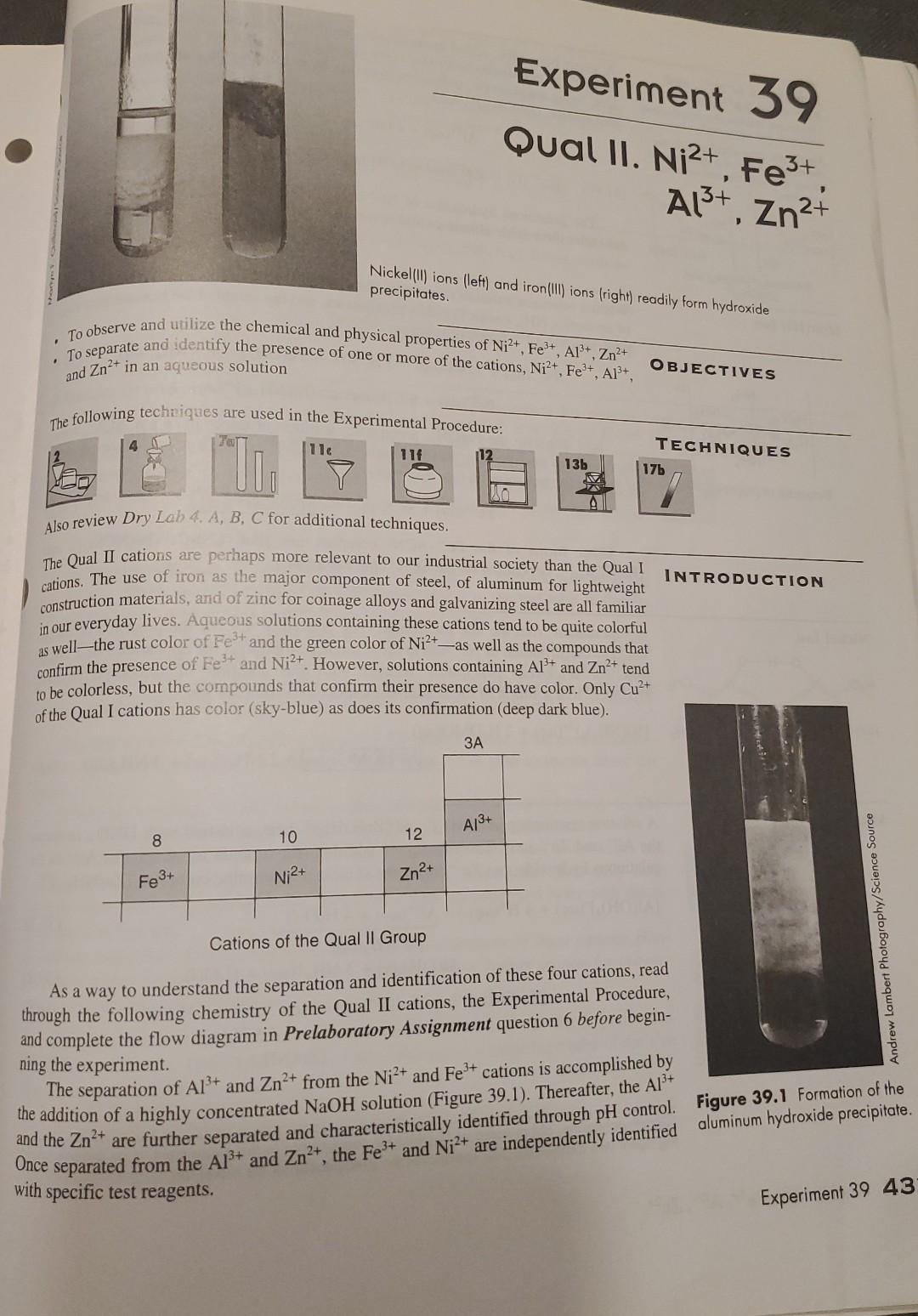 Solved Qual II. Ni2+,Fe3+,Al3+,Zn2+ Date Lab Sec. Name 1. | Chegg.com