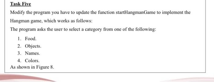 Solved Task Five Modify the program you have to update the | Chegg.com