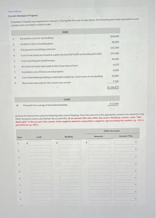 Solved View Policies Current Attempt in Progress Cullumber | Chegg.com