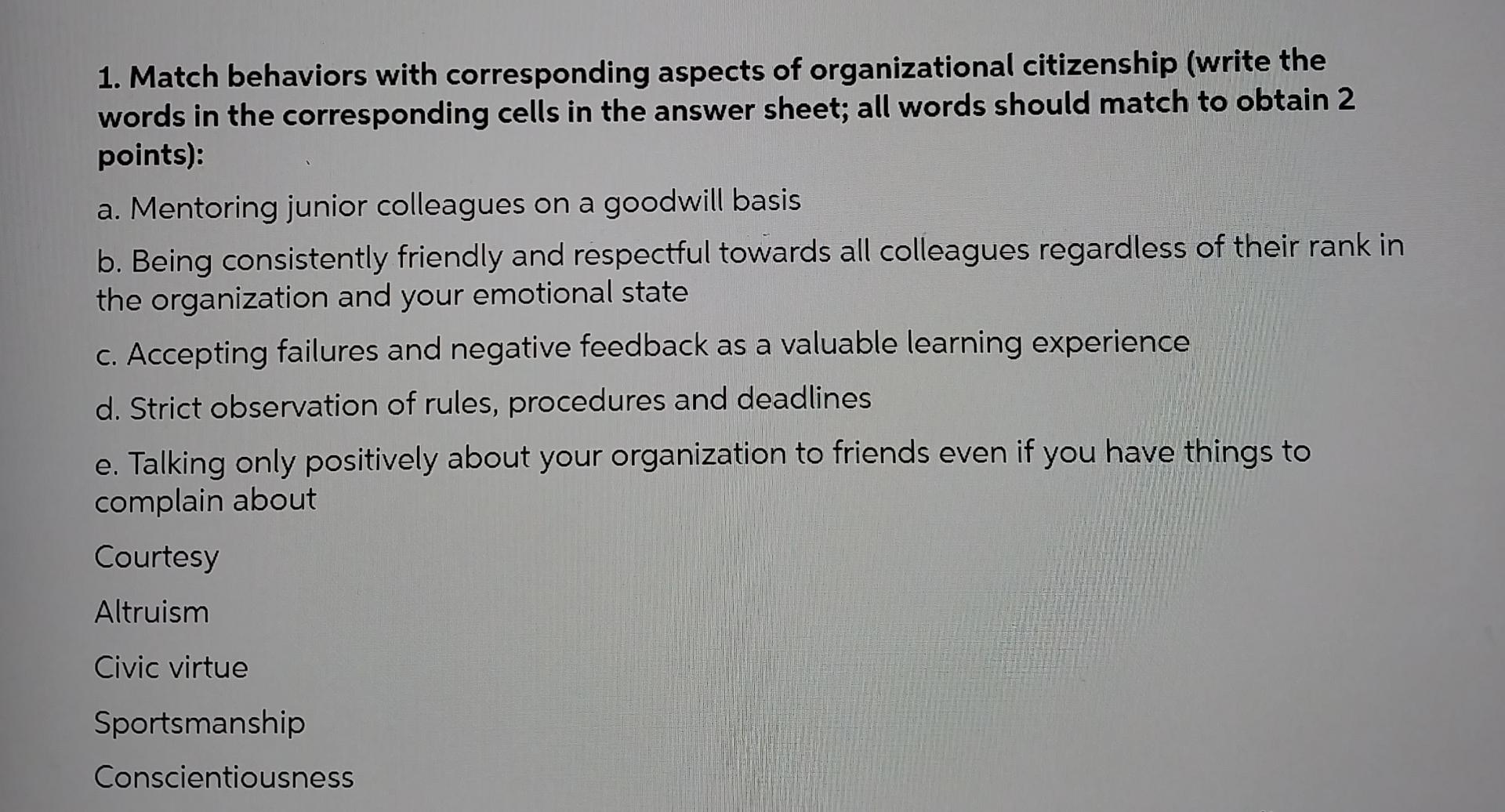 Solved Match behaviors with corresponding aspects of | Chegg.com