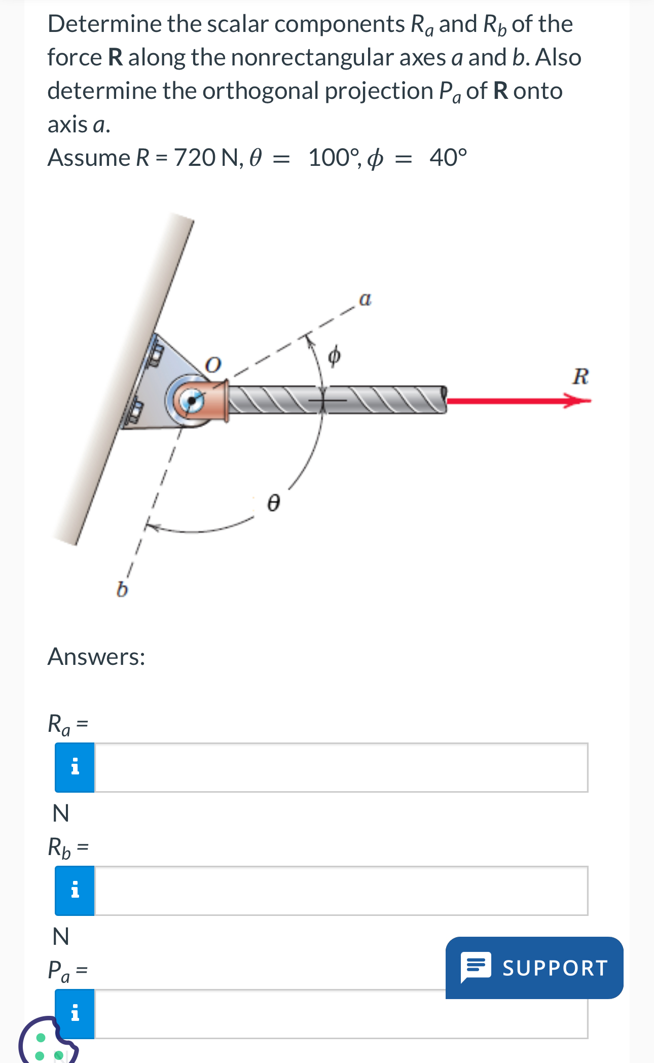 Solved Determine the scalar components Ra ﻿and Rb ﻿of the | Chegg.com