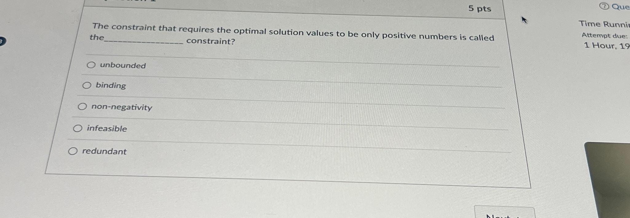Solved 5 ﻿ptsThe constraint that requires the optimal | Chegg.com
