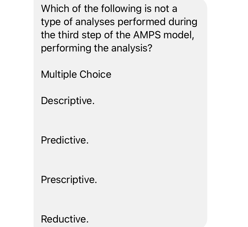 Solved Which of the following is not a type of analyses | Chegg.com