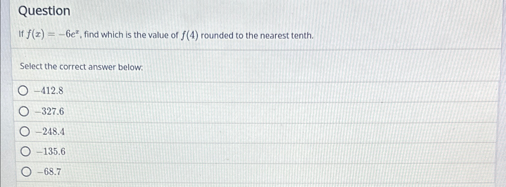Solved Questionif F X 6ex ﻿find Which Is The Value Of