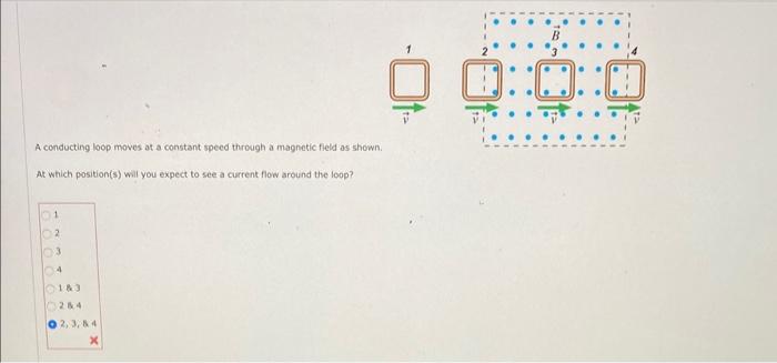 Solved A conducting loop moves at a constant speed through a | Chegg.com