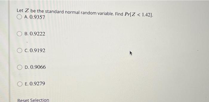 Solved Let Z be the standard normal random variable. Find | Chegg.com