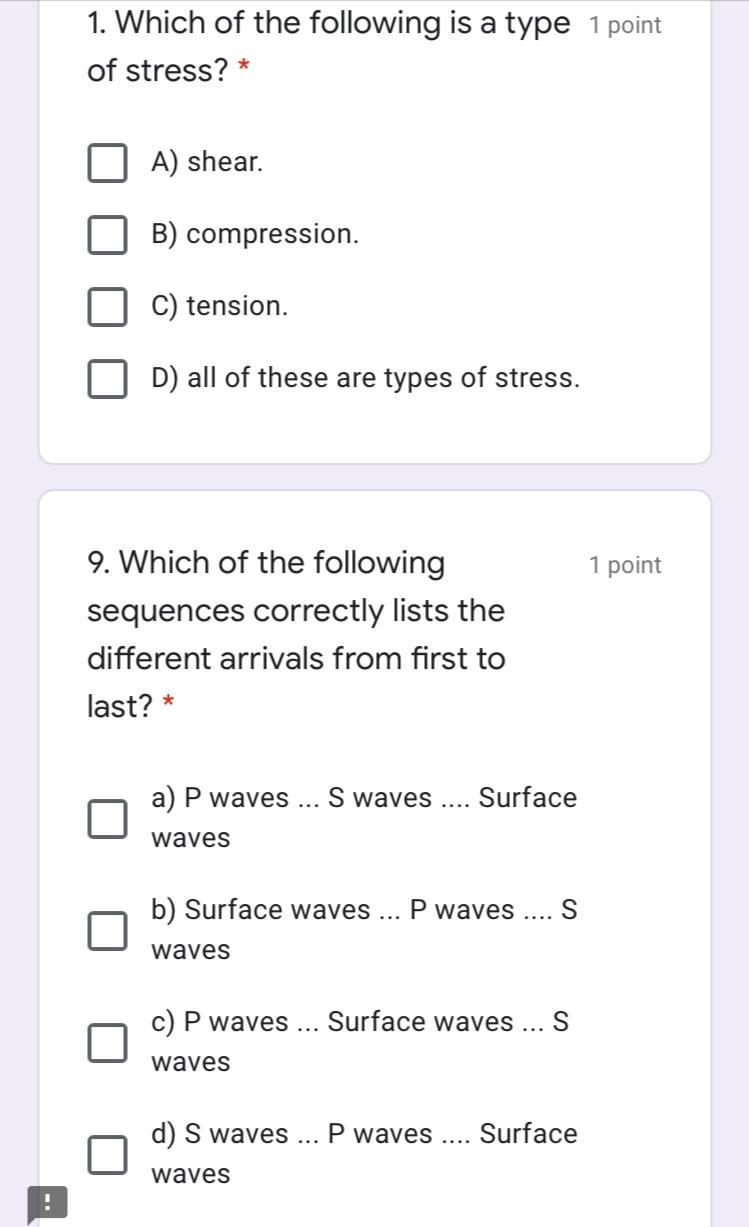 Solved 1. Which of the following is a type 1 point of | Chegg.com