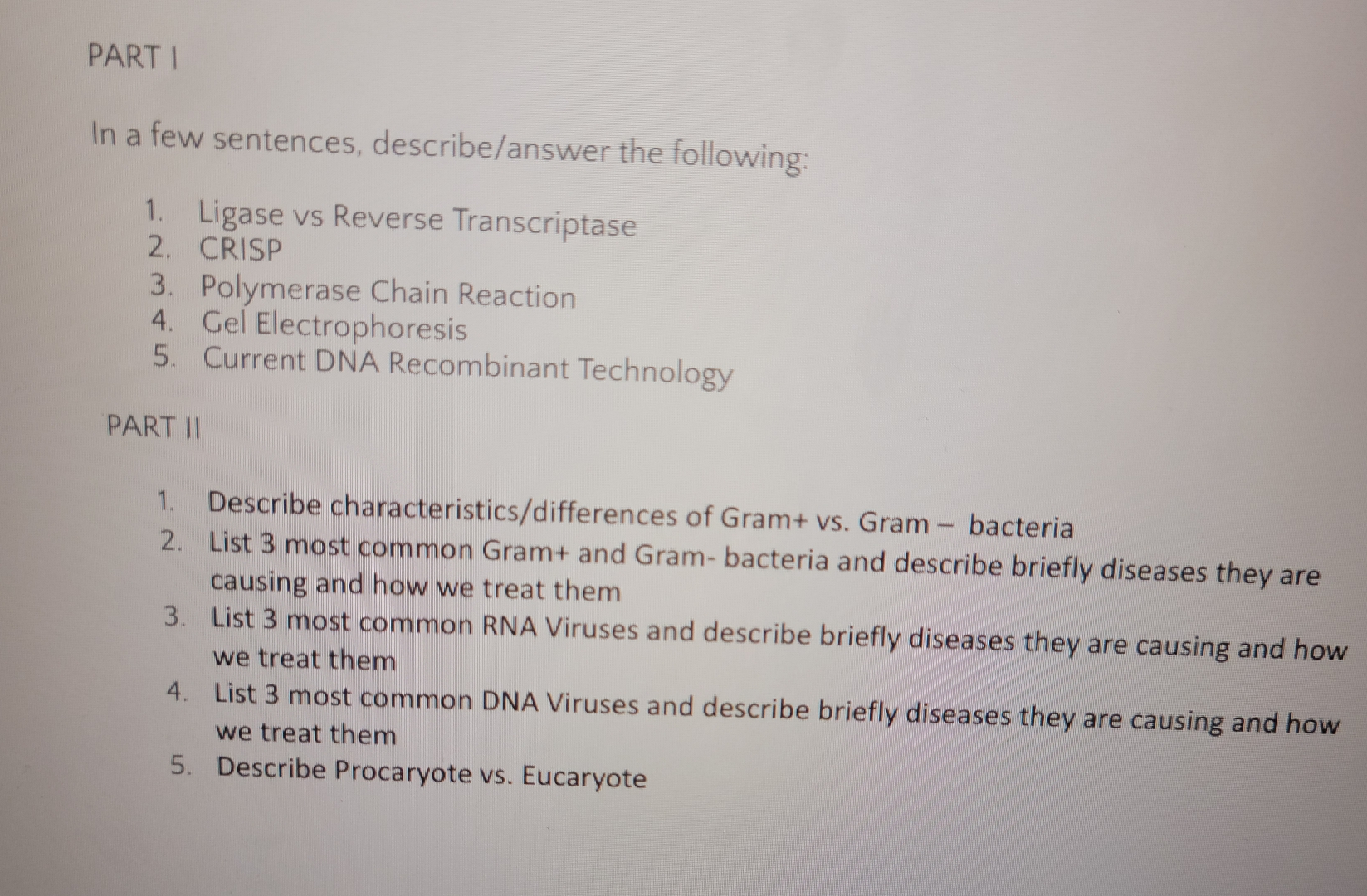 Solved PART IIn a few sentences, describe/answer the | Chegg.com