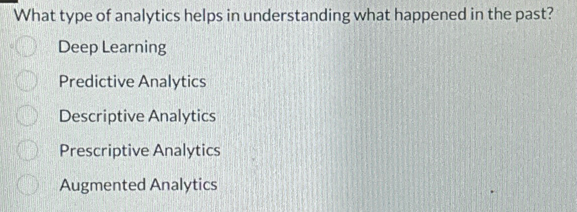 Solved What type of analytics helps in understanding what | Chegg.com