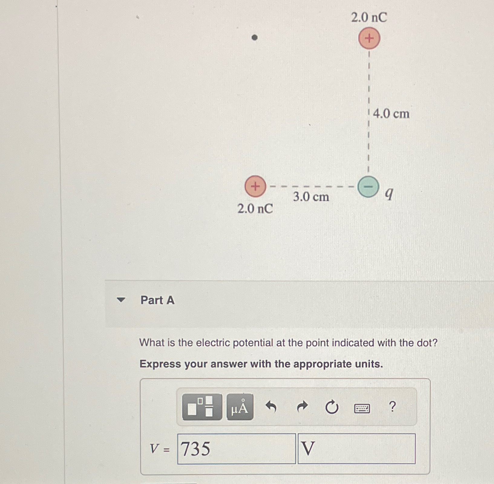 Solved Part AWhat is the electric potential at the point | Chegg.com