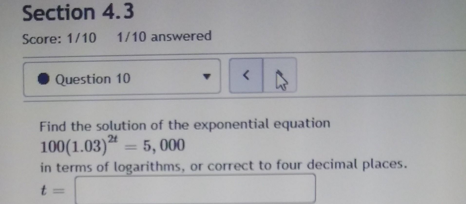 Solved Find the solution of the exponential equation | Chegg.com