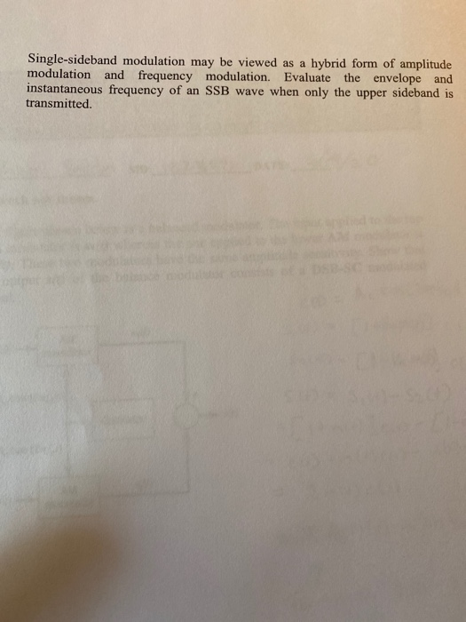 Solved Single-sideband modulation may be viewed as a hybrid | Chegg.com