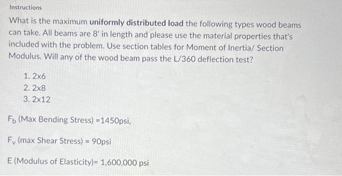 Solved What is the maximum uniformly distributed load the | Chegg.com
