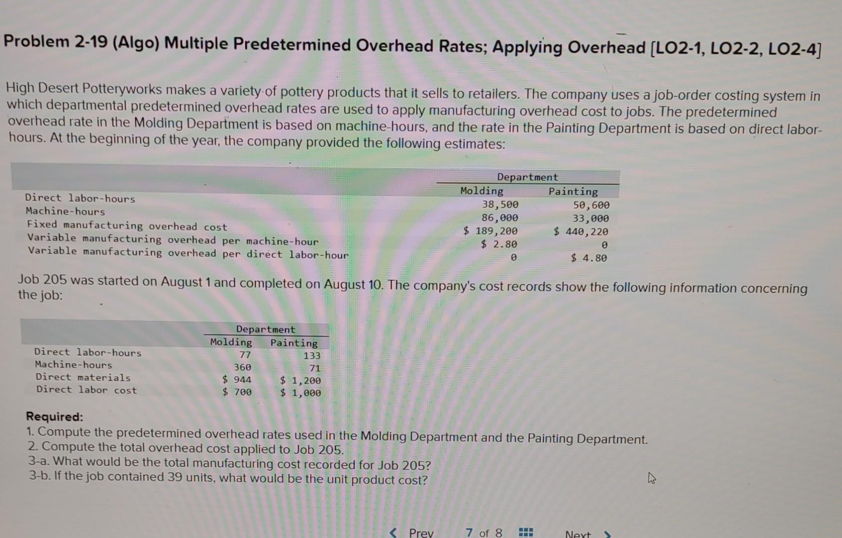 Solved Problem 2-19 (Algo) Multiple Predetermined Overhead | Chegg.com
