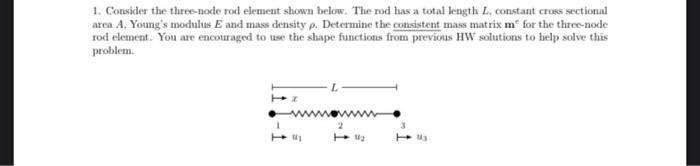 Solved 1. Consider the threenode rod element shown below. | Chegg.com