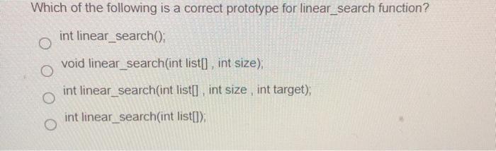 Solved Which of the following is a correct prototype for | Chegg.com