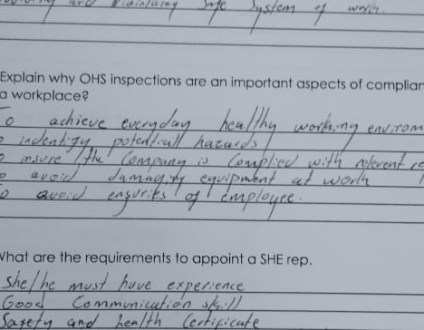 Solved Explain why OHS inspections are an important aspects | Chegg.com