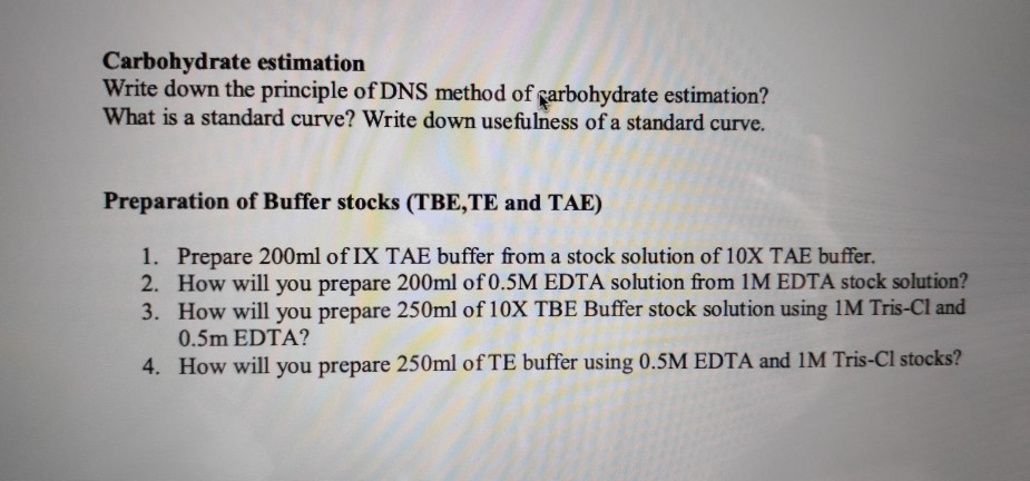 Solved Carbohydrate estimation Write down the principle of | Chegg.com