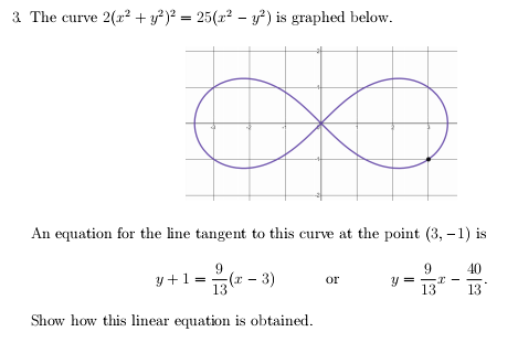 Solved 3 The curve 2(x2 + y2) = 25(x2 - y2) is graphed | Chegg.com