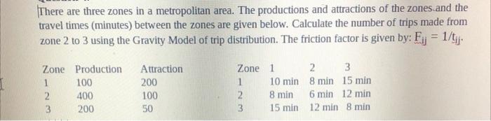 Solved There are three zones in a metropolitan area. The | Chegg.com