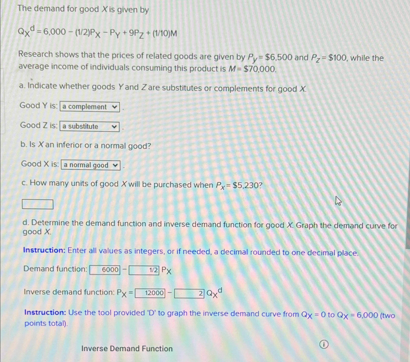 Solved The demand for good x ﻿is given | Chegg.com