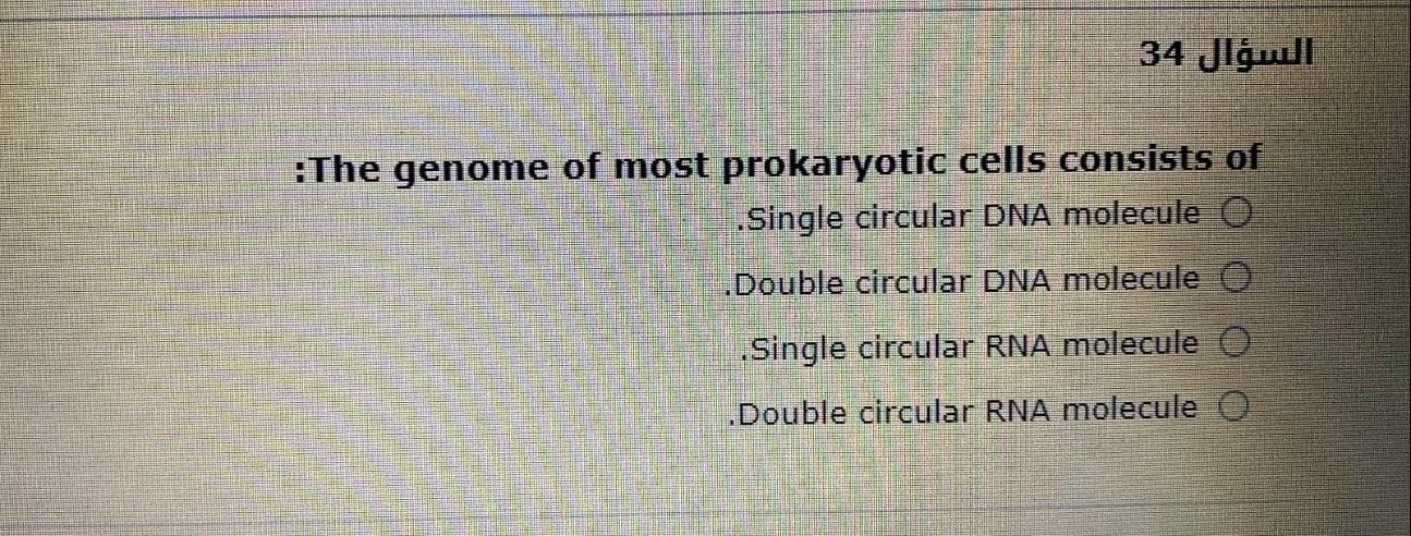 Solved السؤال 34 :The genome of most prokaryotic cells | Chegg.com