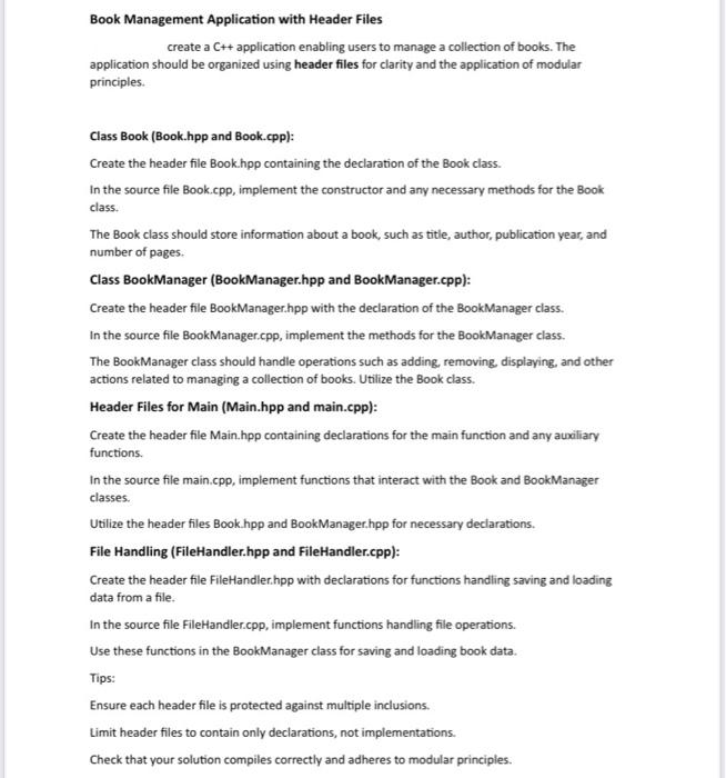 Solved Book Management Application with Header Files create | Chegg.com