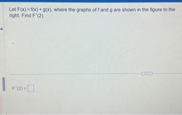 Solved Let F(x)=f(x) + g(x), where the graphs of f and g are | Chegg.com