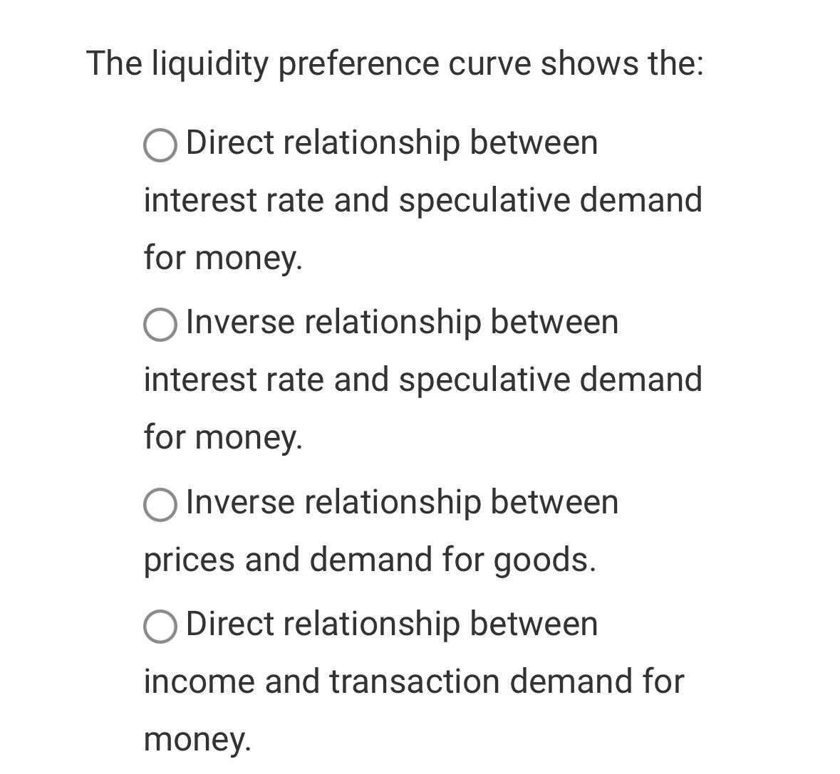 Solved The liquidity preference curve shows the:Direct | Chegg.com