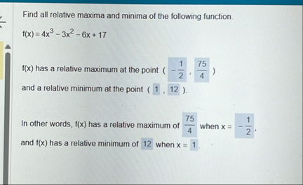 Solved Find all relative maxima and minima of the following | Chegg.com