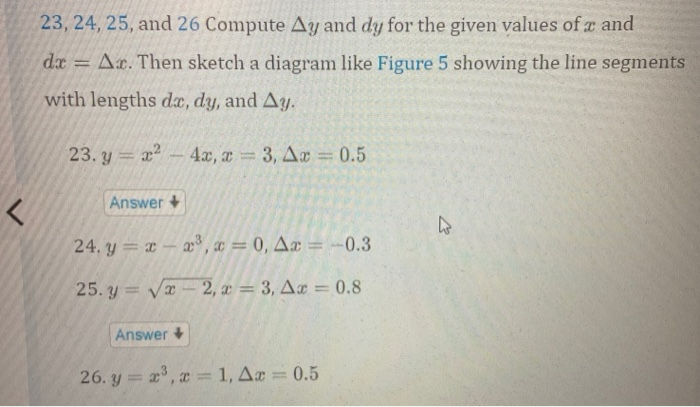Solved 23, 24, 25, and 26 Compute Ay and dy for the given | Chegg.com