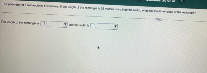 Solved The perimeter of a rectangle is 170 meters. If the | Chegg.com