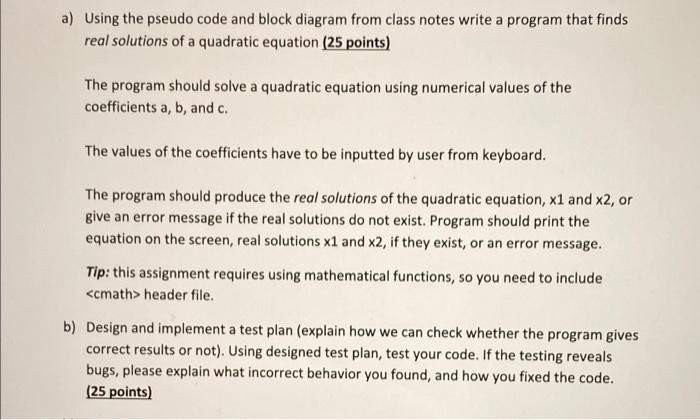 Solved a) Using the pseudo code and block diagram from class | Chegg.com