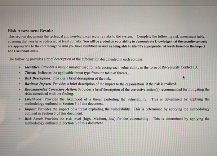 Risk Assessment Homework In this assignment, you will | Chegg.com