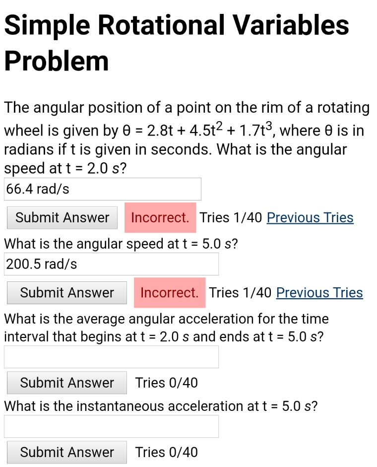 Solved Simple Rotational Variables Problem The Angular