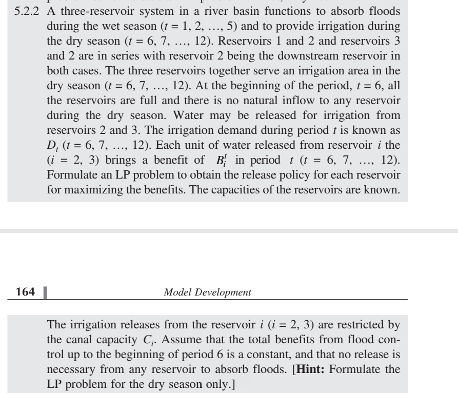 Solved 5.2.2 A three-reservoir system in a river basin | Chegg.com