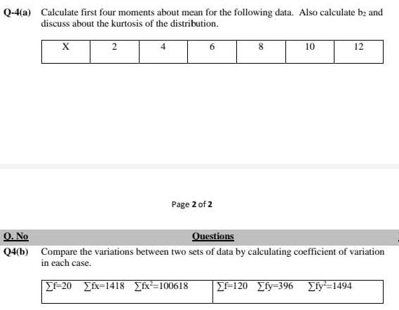 Solved Q-4a) Calculate first four moments about mean for the | Chegg.com
