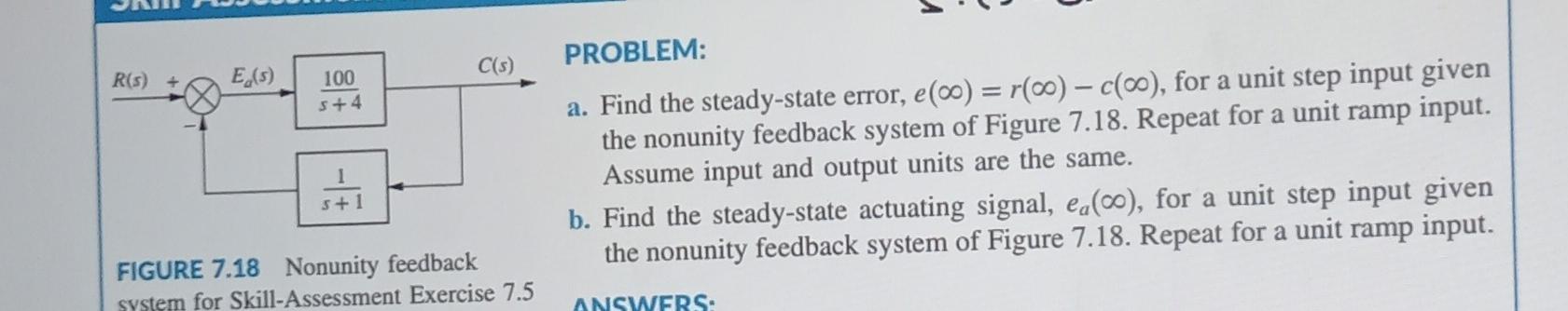 Solved PROBLEM: a. Find the steady-state error, | Chegg.com