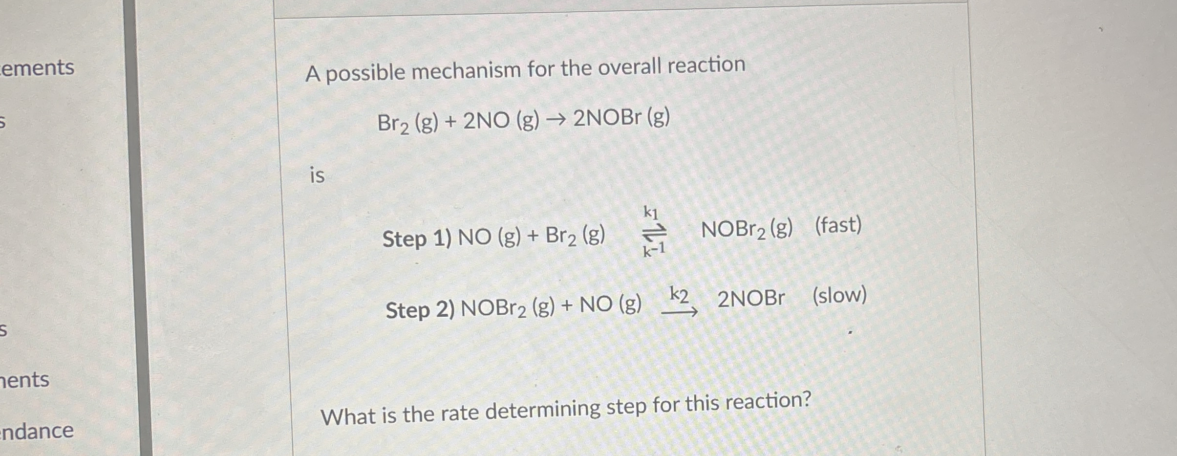 ementsA possible mechanism for the overall | Chegg.com