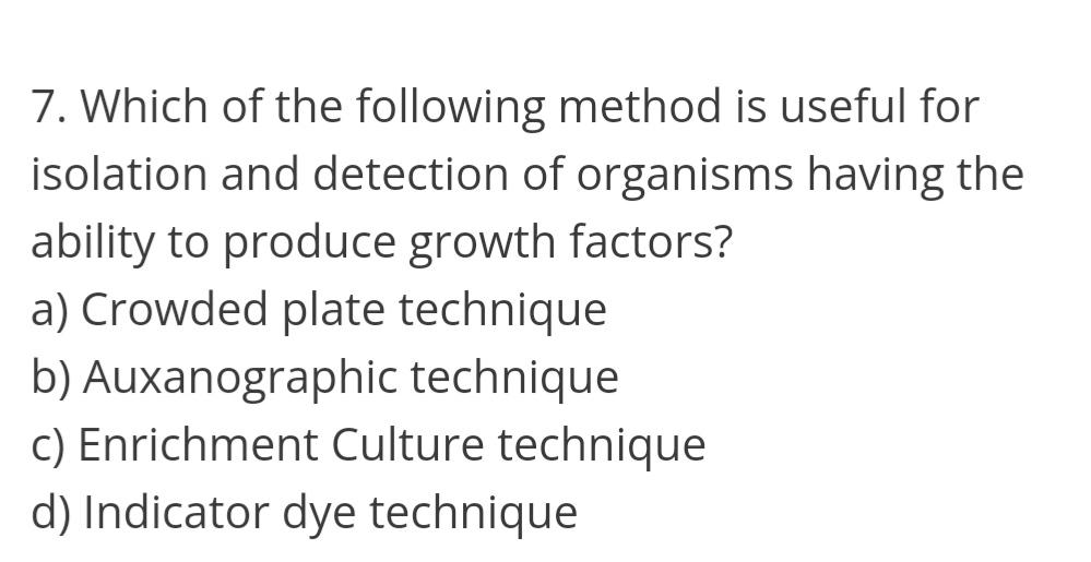 Solved Which of the following method is useful for isolation | Chegg.com