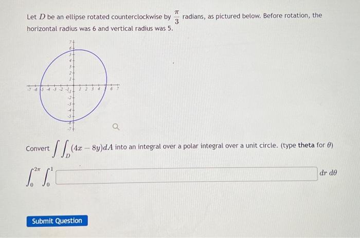 Solved Let D be an ellipse rotated counterclockwise by 3π | Chegg.com