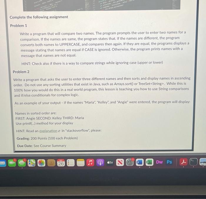 Solved Complete the following assignment Problem 1 Write a | Chegg.com