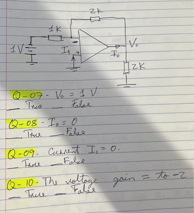 Solved Q−07−V0=1 V True - Talse Q−08−I0=0 True - False | Chegg.com