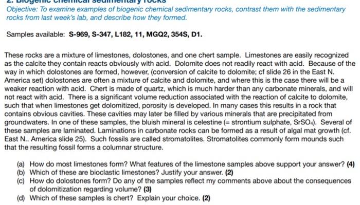 Solved Objective: To examine examples of biogenic chemical | Chegg.com
