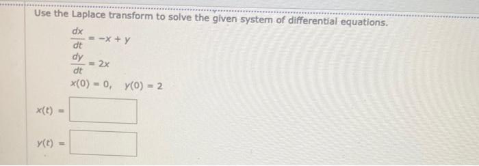 Solved Use the Laplace transform to solve the given system | Chegg.com