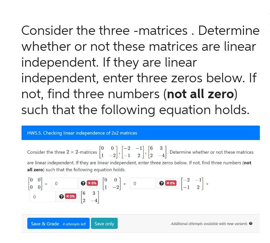 Solved Consider the three -matrices. Determine whether or | Chegg.com