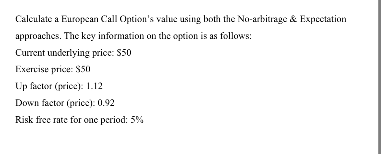 Solved Calculate a European Call Option's value using both | Chegg.com